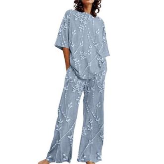 Generic Surv&ecirc;tement deux pi&egrave;ces en velours pour femme - Pantalon &agrave; jambes larges - Haut court &agrave; manches longues - Ensembles assortis - Tenues de voyage - Cara