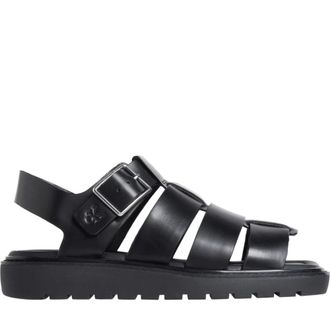 Calvin Klein Jeans Schwarze flache Fischer Sandalen - - Shoes - Damen - Schwarzk - 38 EU