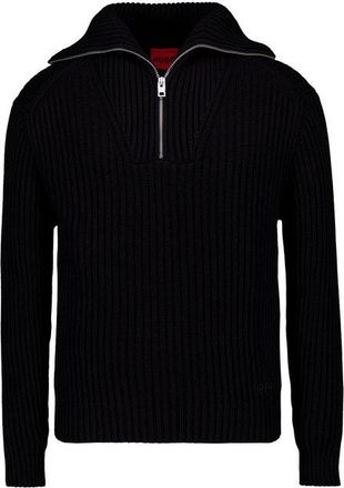 HUGO BOSS Herren Pullover schwarz Baumwolle unifarben