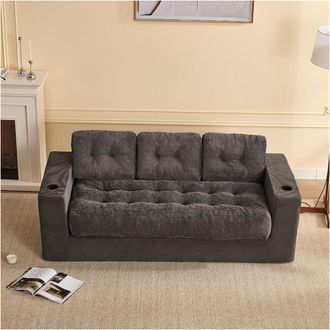 Generic Boneless Cord-Bodensofa, Schlafsofa aus Cord, mit Kissen, Weich und hautfreundlich, ohne Montage, f&uuml;r Wohnzimmer Vielseitig, Armlehnen & Doppel-Getr&auml;n