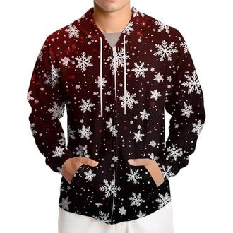 Generic Sweats à capuche assortis à manches longues et fermeture éclair pour homme, bordeaux, XXL