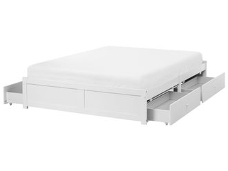 Beliani Bett mit Schubladen ohne Kopfteil BRUX 140 x 200 cm Wei&szlig;