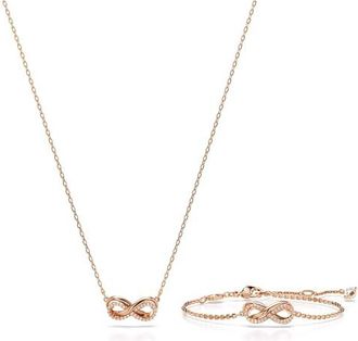Swarovski Parure Hyperbola, Infini, Blanc, Placage de ton or rosé