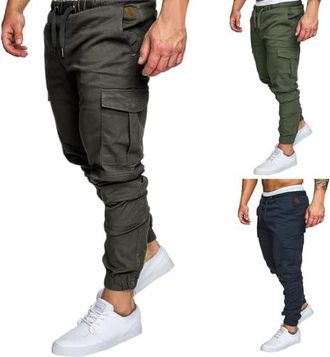 Generic Pantalon cargo pour homme - Coupe ample - Pantalon de jogging avec poches multiples - Pantalon de surv&ecirc;tement avec poignets - Pantalon dentra&icirc;nement a