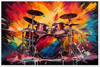 Posterlounge Lebendiges Schlagzeug Poster von Michael artefacti 60 x 40 cm Bunt Wandbilder Wanddeko