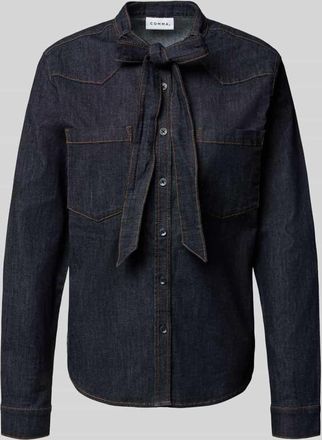 Comma Regular Fit Jeansbluse mit Schleifen-Detail