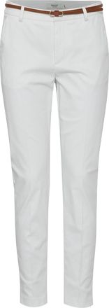 Oxmo OXDaisy Pants Damen Hose Chinohose mit Kunstledergürtel Regular-Fit Baumwolle mit Stretch, Größe:40, Farbe:Off White (114800)