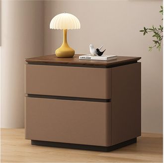 Generic Moderner und einfacher Nachttisch, Nachttisch aus Leder, Beistelltisch aus Massivholz, Beistelltisch for Schlafzimmer, mit Mikrofaserleder, Keine Mont