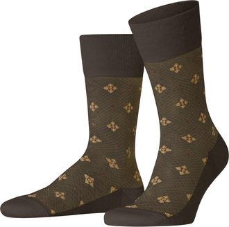 Falke Herren Socken Mosaic Floor M So Baumwolle Leinen gemustert 1 Paar, Braun Chocolate 5004, 39-40