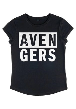 MARVEL Damen Avengers Classic Avengers Icon Womens Rolled Sleeve T-shirt, Schwarz, S