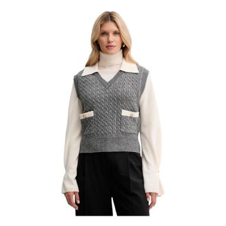 Fracomina Strickweste mit V-Ausschnitt - - Knitwear - Damen - Grau - L
