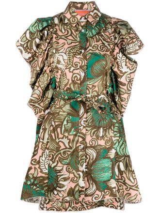 La DoubleJ robe volant&eacute;e &agrave; imprim&eacute; graphique - Vert