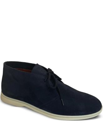 Loro Piana Schn&uuml;rstiefel aus Wildleder - Blau
