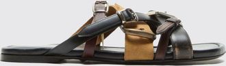 Acne Studios Zweifarbige Leder-Mules mit eckiger Zehenpartie und Schnallen