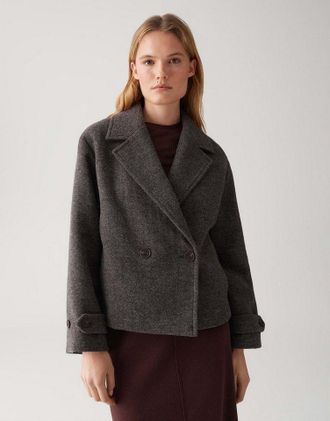 OPUS Cabanjacke HALLYN aus feinem Wollmix Reverskragen, Melang&eacute;-Effekt, zweireihige Knopfleiste