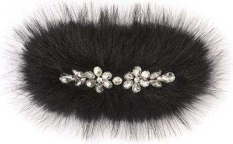 Simone Rocha Haarspange mit Kristallverzierung aus Faux Fur - Schwarz