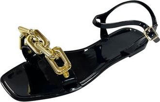 Generic Sandales plates tendance &agrave; bout carr&eacute; pour femme - Sandales &eacute;l&eacute;gantes &agrave; boucle l&eacute;g&egrave;re - Chaussures d&eacute;contract&eacute;es &agrave; dos ouvert - Sangle de cheville r&eacute;g