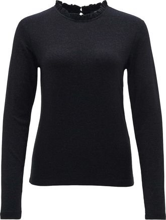 OPUS Damen Langarmshirt | SANBA Slim Longsleeve aus schimmernden Jersey Black, 40