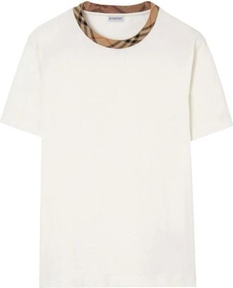 Burberry Homme, Tops, Blanc, Taille: 3XL T-shirt ras du cou
