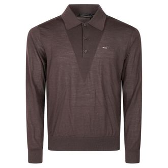 Prada Superfine Woll Poloshirt - - Tops - Herren - Braun - M