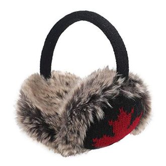 ZLYC Hiver Cache Fausse fourrure Cache-oreilles pour Femmes(Feuille D&eacute;rable Noir)