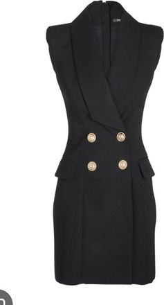 Balmain Black Sleeveless Blazer Dress Size S