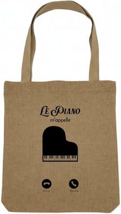 Fabulous Sac Shopping Tote Bag Aspect Lin - Le Piano MAppelle Musique Classique - Sac de Courses Toile Epaisse 360g Beige Naturel Cabas Port&eacute; Epaule Solide Imp