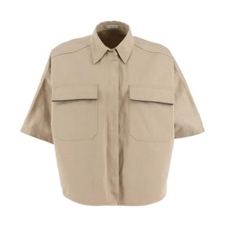 Brunello Cucinelli Kurz&auml;rmeliges Safarihemd - - Blouses & Shirts - Damen - Beige - L