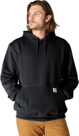 Carhartt Work in Progress Mens Rain Defender Paxton Heavyweight Hooded Zip Mock Neck Sweatshirt,Black,X-Large