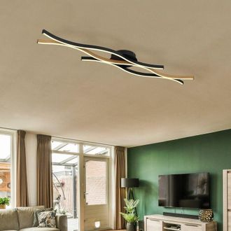 Globo Lighting Led Deckenleuchte Wohnzimmerlampe Deckenlampe Alu schwarz 1 flammig, Metall Kunststoff, 1x led warmwei&szlig; 1250 lm, l 108 cm