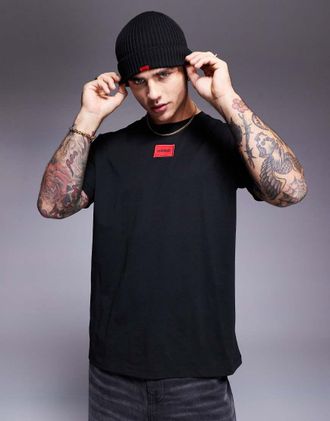 HUGO BOSS Hugo - Diragolino - T-shirt &agrave; logo encadr&eacute; - Noir