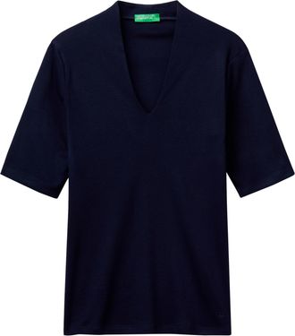 Benetton Damen 3ga2d400u T-Shirt, blau, Small