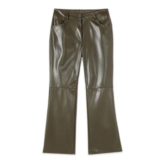 Oltre Schlaghose aus beschichtetem Stoff - - Trousers - Damen - Gr&uuml;n - 4XL