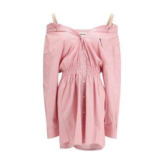 Miu Miu Striped Cotton Tunic - Pink