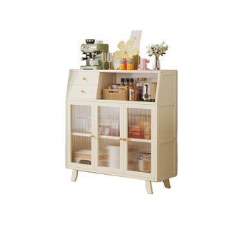 Generic K&uuml;chenschrank, Mikrowellenregal aus Massivholz, mit staubdichten Schrankt&uuml;ren und verl&auml;ngerten F&uuml;&szlig;en, geeignet for Wohn- und Esszimmer(100x95x32cm)