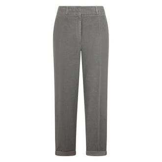 PESERICO Femme, Pantalons, Gris, Taille: 48 FR Pantalon Cropped en Velours C&ocirc;tel&eacute;