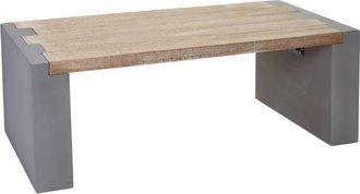 Hhg Couchtisch HHG 905, Wohnzimmertisch, Beton-Optik Tanne Holz rustikal massiv MVG-zertifiziert 46x122x60cm