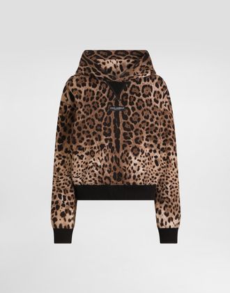 Dolce & Gabbana Kapuzensweatshirt Aus Baumwolle Mit Leo-print - Frau T-shirts Und Sweatshirts Animalprint 42