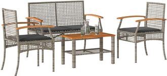 vidaXL Vidaxl - Salon de jardin 4 pcs avec coussins Gris R&eacute;sine tress&eacute;e