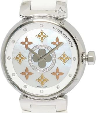 Louis Vuitton Montre Tambour en Acier Inoxydable doccasion - Femme - Pre-owned - Blanc - Taille: ONE Size