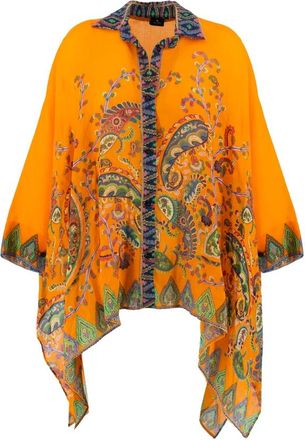 Etro Femme, Vestes, Orange, Taille: 38 FR Blouse de Plage Poncho &Eacute;vas&eacute;e