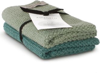 Aspegren D&auml;nemark - 2er Set gestrickte Sp&uuml;llappen - SOLID Mint 26 x26 cm