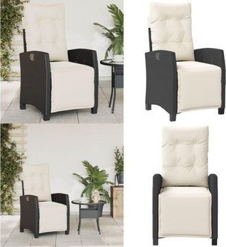 vidaXL Gartensessel mit Fu&szlig;teil Verstellbar Schwarz Poly Rattan - Gartenstuhl - Relaxsessel - Outdoor M&ouml;bel - Gartenm&ouml;bel - Lounge Sessel - Home & Living