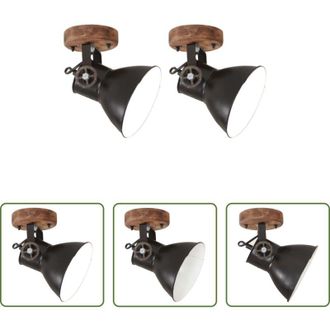 vidaXL vidaXL Lampe de style industriel - Lampe murale industrielle/de plafond 2 pcs Noir 20x25 cm E27