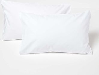 Homescapes 2er-Set Kinder-Kissenbezüge 40x60 cm weiß, Perkal Kissenhüllen 100% ägyptische Baumwolle, Fadendichte 200