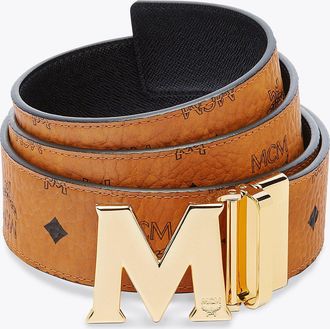 MCM Claus M Wendeg&uuml;rtel in Visetos 4,5 cm COGNAC / GOLD VISETOS
