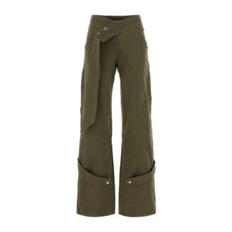 Blumarine Femme, Pantalons, Vert, Taille: 38 FR Pantalon large en denim imprim&eacute;