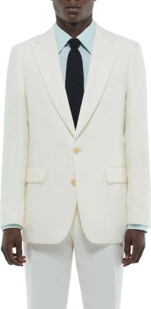 Fursac Veste ajust&eacute;e en serge de lin &agrave; chevrons - Taille 44 - Homme