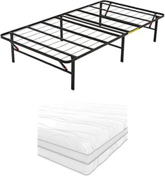 Amazon Basics Einzel Bettgestell Memoryschaum Matratze mit 7 Zonen, Mittel Fest (H3) Bundlen, 90 x 200 cm