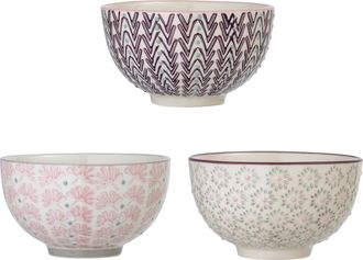 Bloomingville Schale Maya, rosa grau lila, Keramik, 3er Set, 11,5 x 6,5 cm (Ø/H)